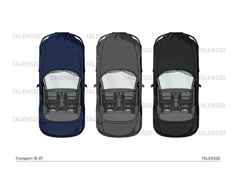 Car Top View, 2D Top View PNG for Floor Plan, PNG Files for Download - Etsy