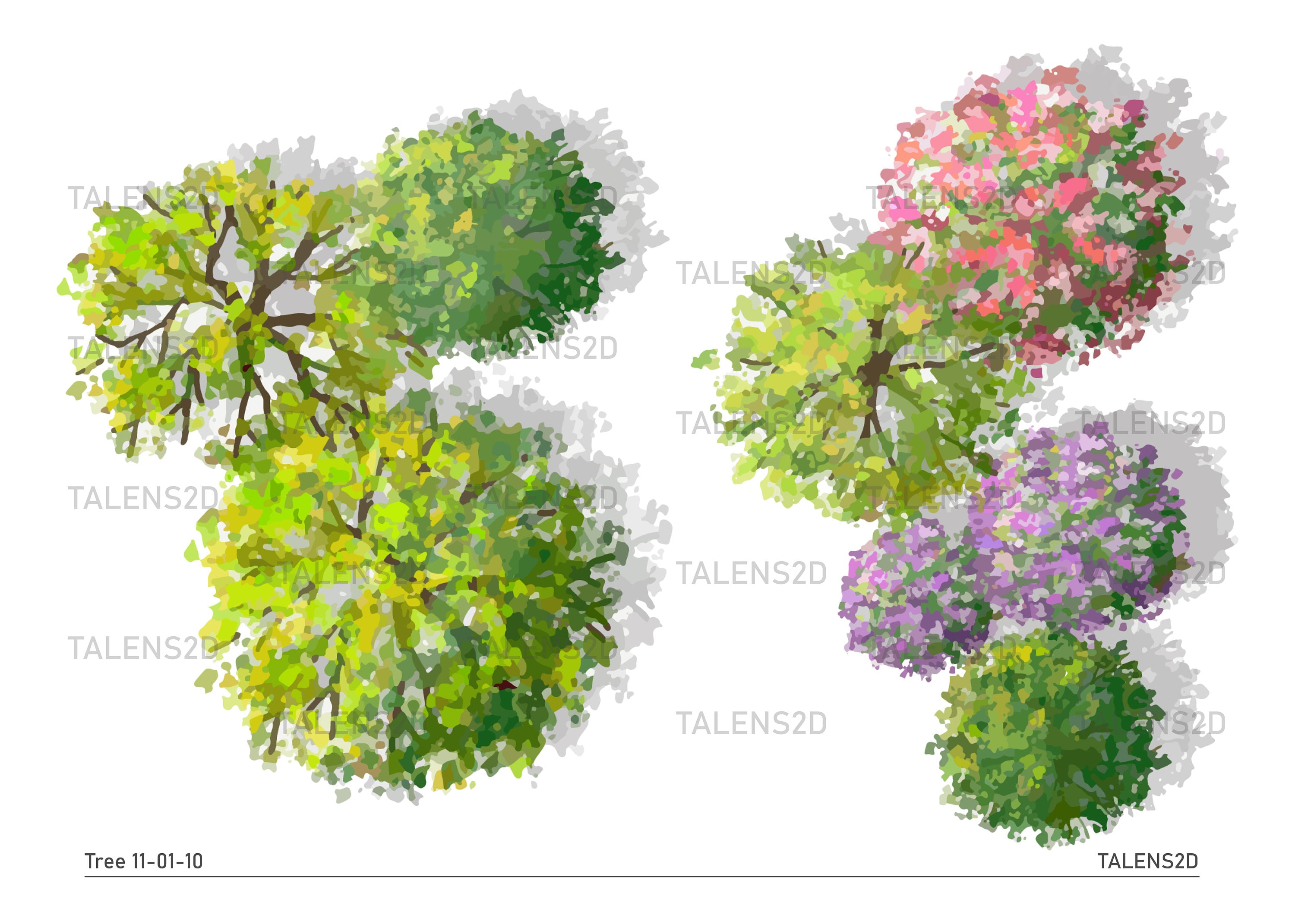 Tree Top View, 2D Landscape Clipart in PNG - Etsy