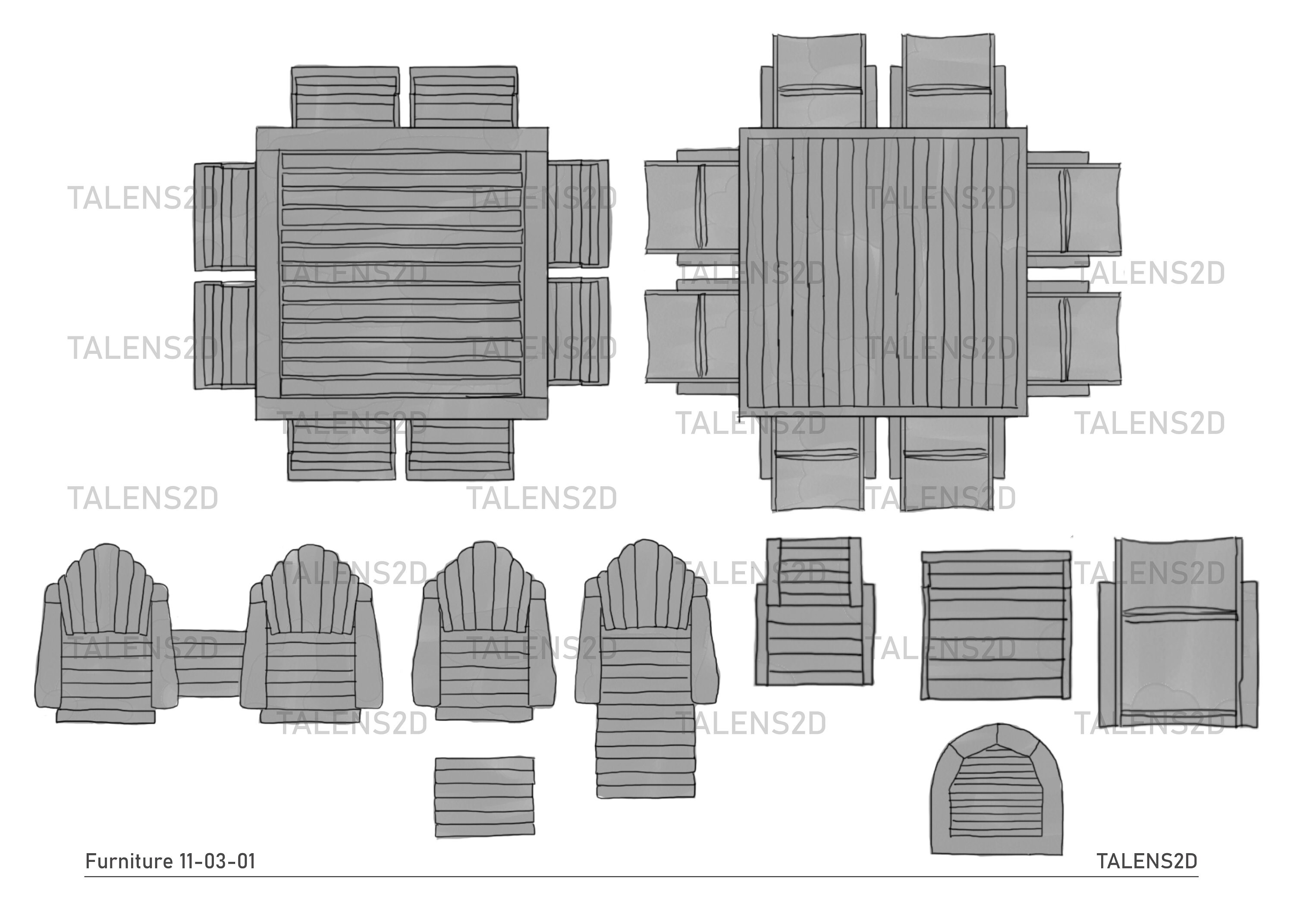 2D Furniture Top View, Garden Landscape Floor Plans (PNG Files) - Etsy