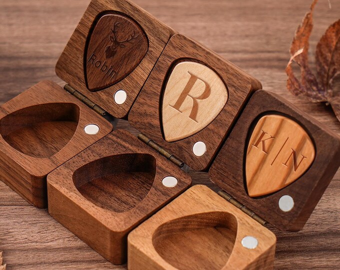 Personalized Wooden Guitar Picks Box,guitar Pick Box Storage,valentine ...
