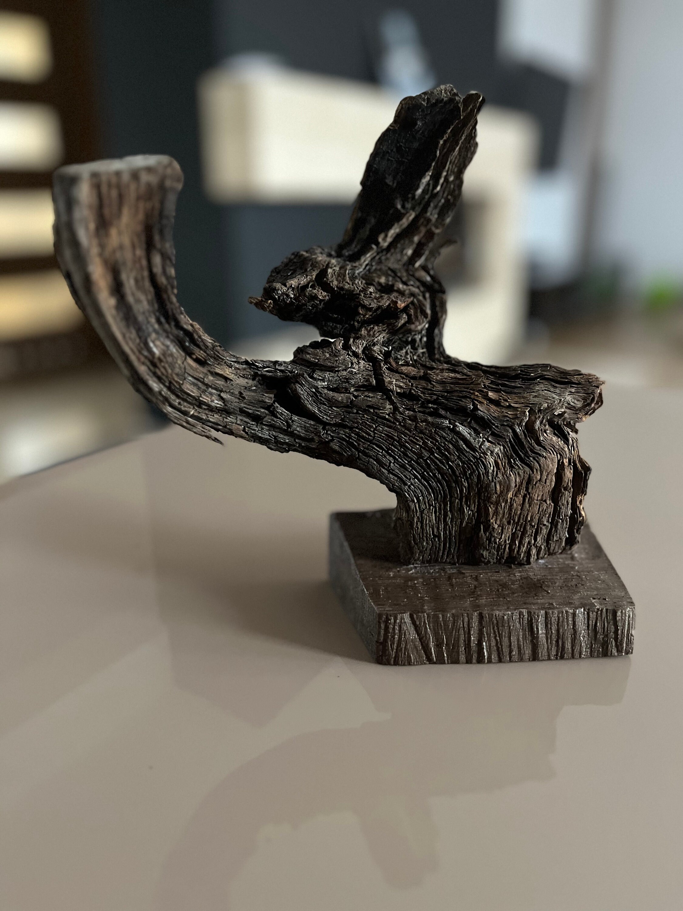 Archaeological Wood "tree Sculpture" Black Bog Oak Wood - Unique Piece ...