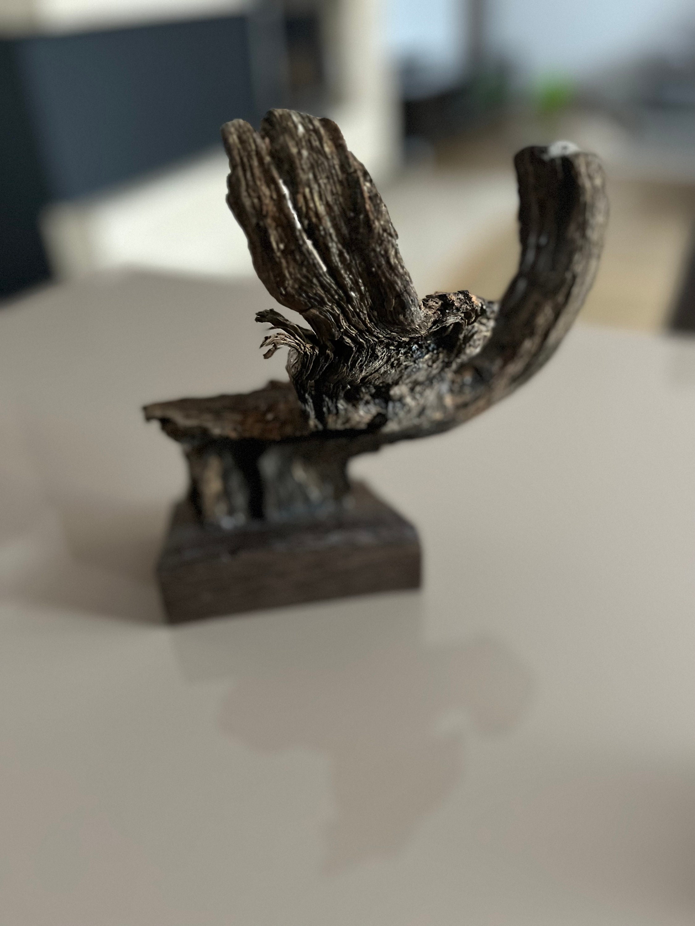 Archaeological Wood "tree Sculpture" Black Bog Oak Wood - Unique Piece ...