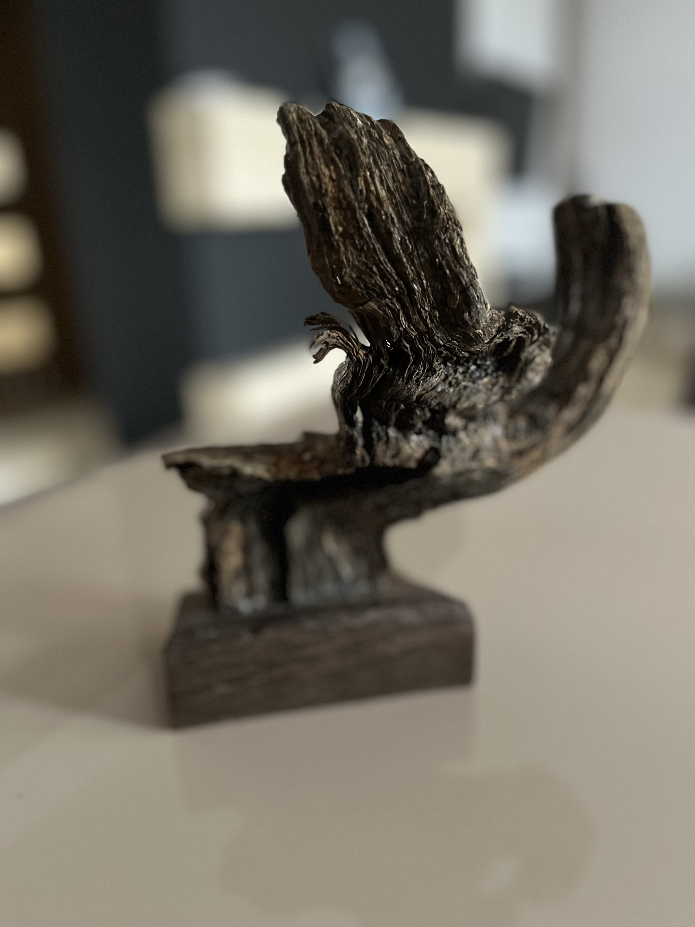 Archaeological Wood "tree Sculpture" Black Bog Oak Wood - Unique Piece ...
