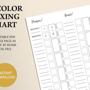 2 Color Mixing Combination Chart Sheet Printable PDF Download - Etsy