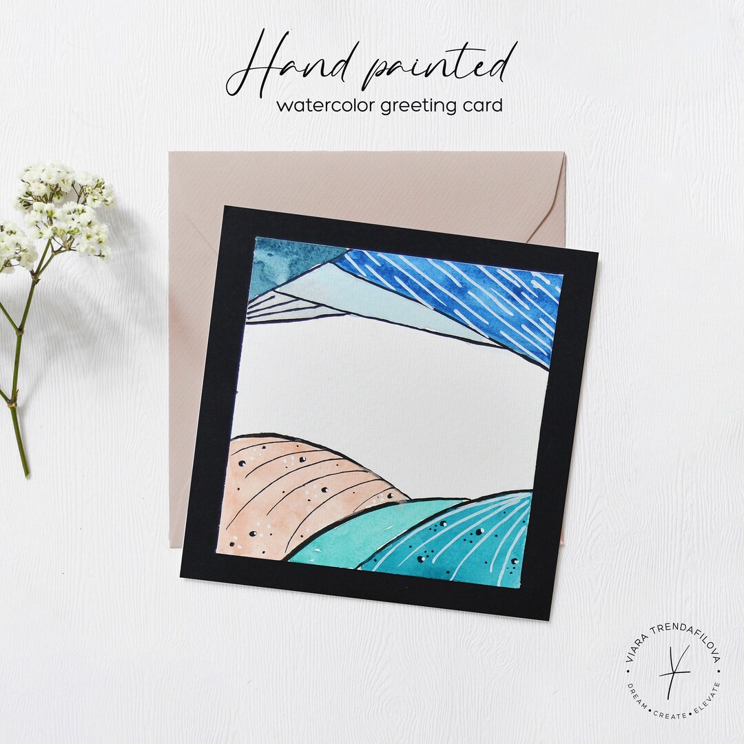 Abstract Watercolor Card Hand Painted, All Occasion Postcards ...