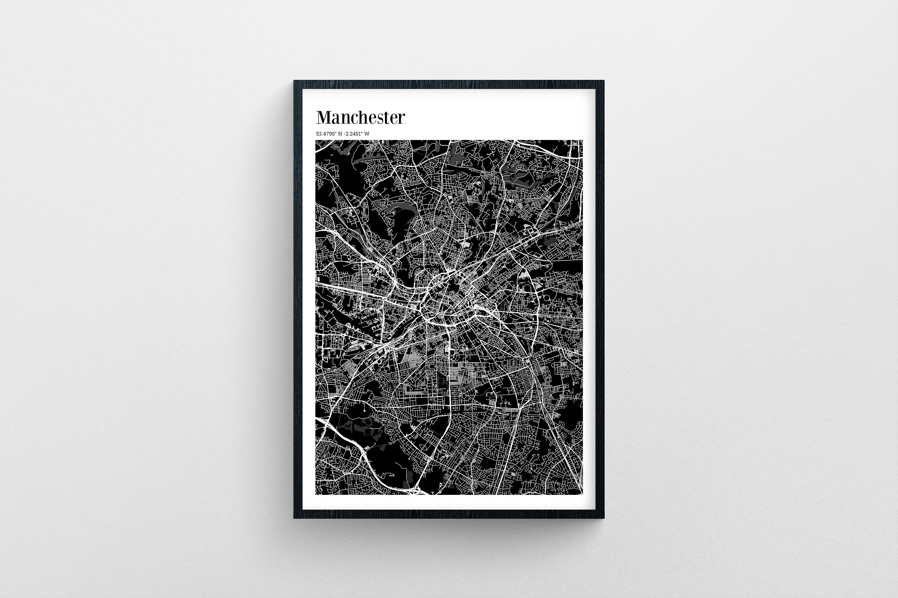 Manchester City Map Poster Street Map Print United Kingdom Home Gift ...