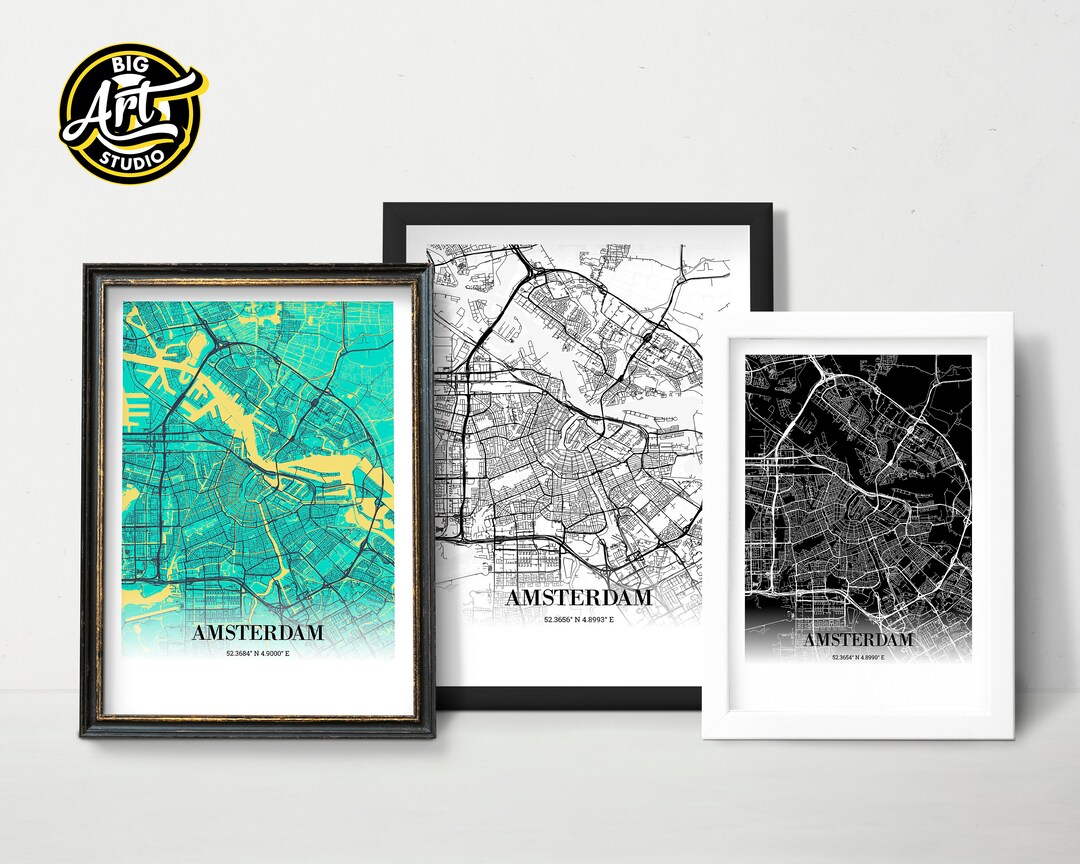 Amsterdam City Map Poster Street Map Netherlands Print Home Gift. - Etsy