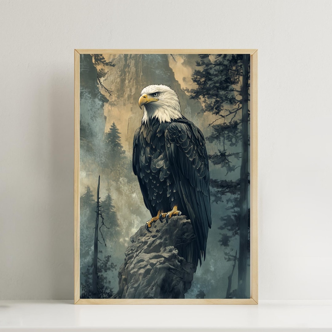 Bald Eagle Print American Eagle Poster Print Nature Bird Wallart - Etsy