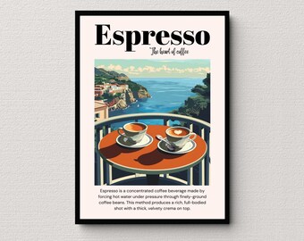 Coffee Poster, Italian Espresso Print, Kitchen Decor, Retro Coffee Art ...