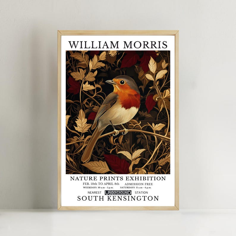 William Morris Robin Red Breast Bird Print Exhibition Poster - Etsy