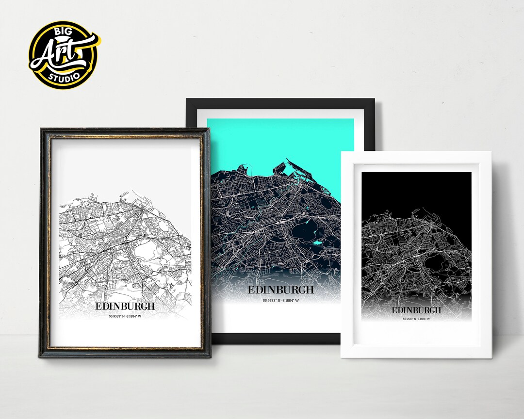 Edinburgh City Map Poster Street Map Scotland Print Home Gift. - Etsy