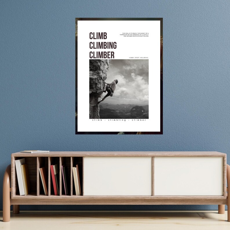 Climb, Climbing, Climber Definition Print. Rock Climber Wallart Poster ...