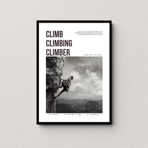 Climb, Climbing, Climber Definition Print. Rock Climber Wallart Poster ...