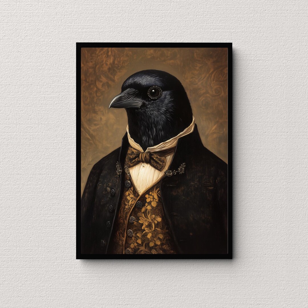 Black Bird Gentleman Portrait Print Blackbird Goth Poster Print Gothic ...