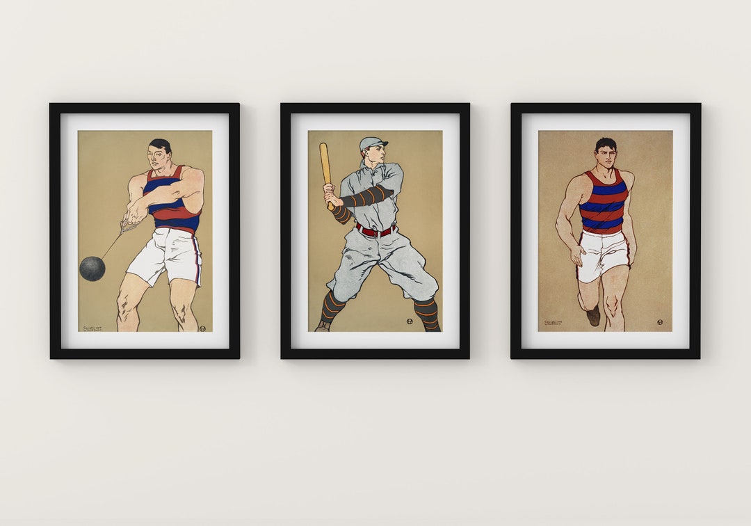 Athletes 1908 Vintage Sports Poster by Edward Penfield Print (set of 3 ...