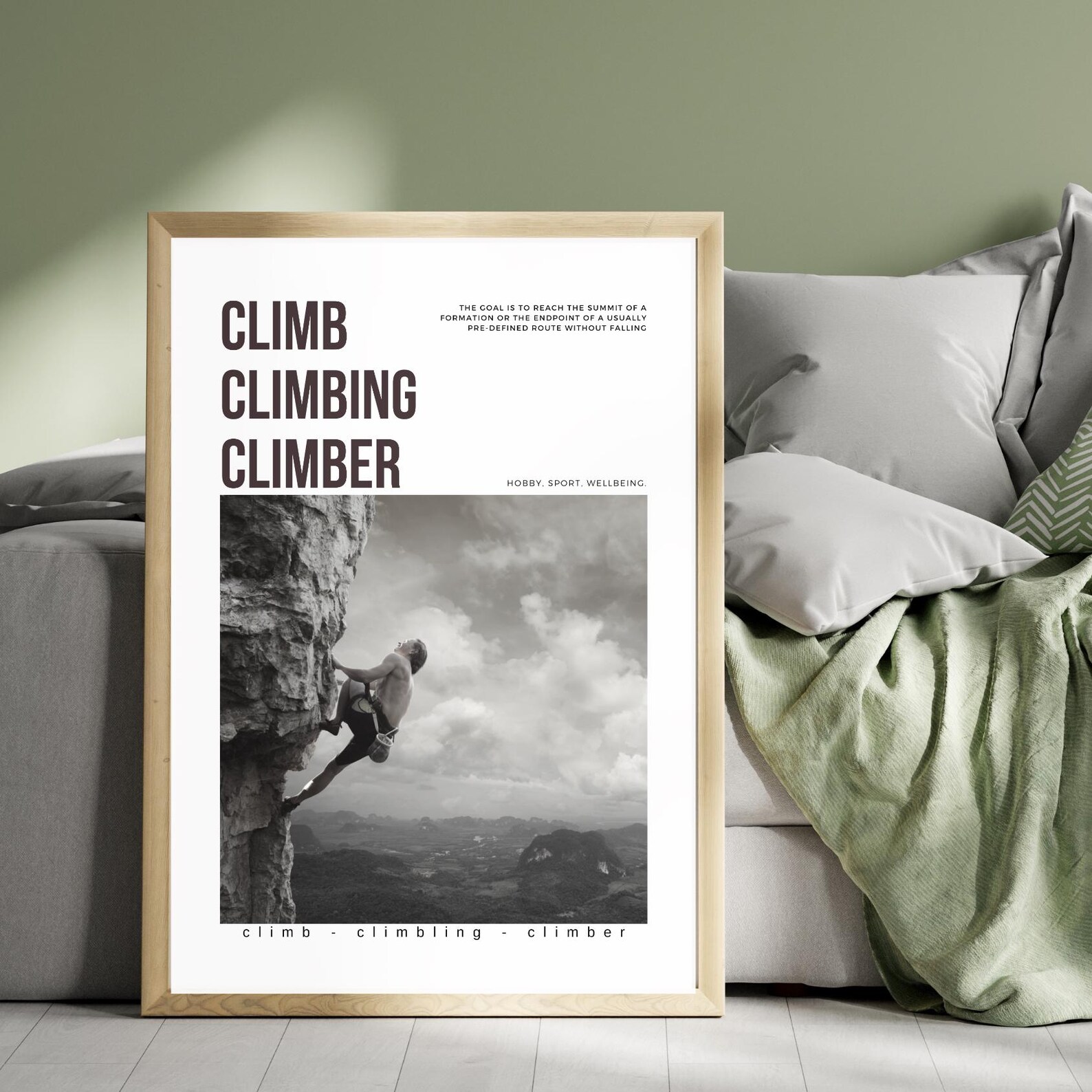 Climb, Climbing, Climber Definition Print. Rock Climber Wallart Poster ...