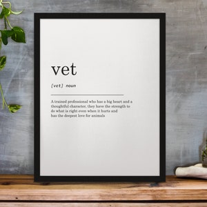 Vet Definition Print, Wall Art Prints, Animal Lover Gifts, Birthday ...