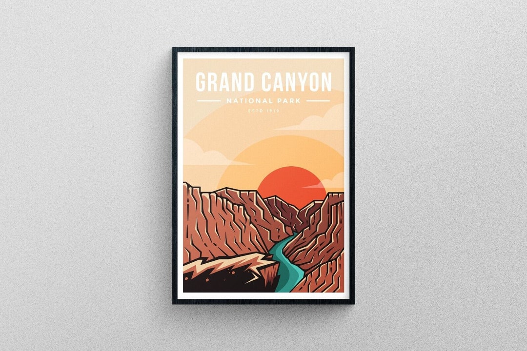 Grand Canyon National Park Poster, Contemporary Illustration Art Print ...