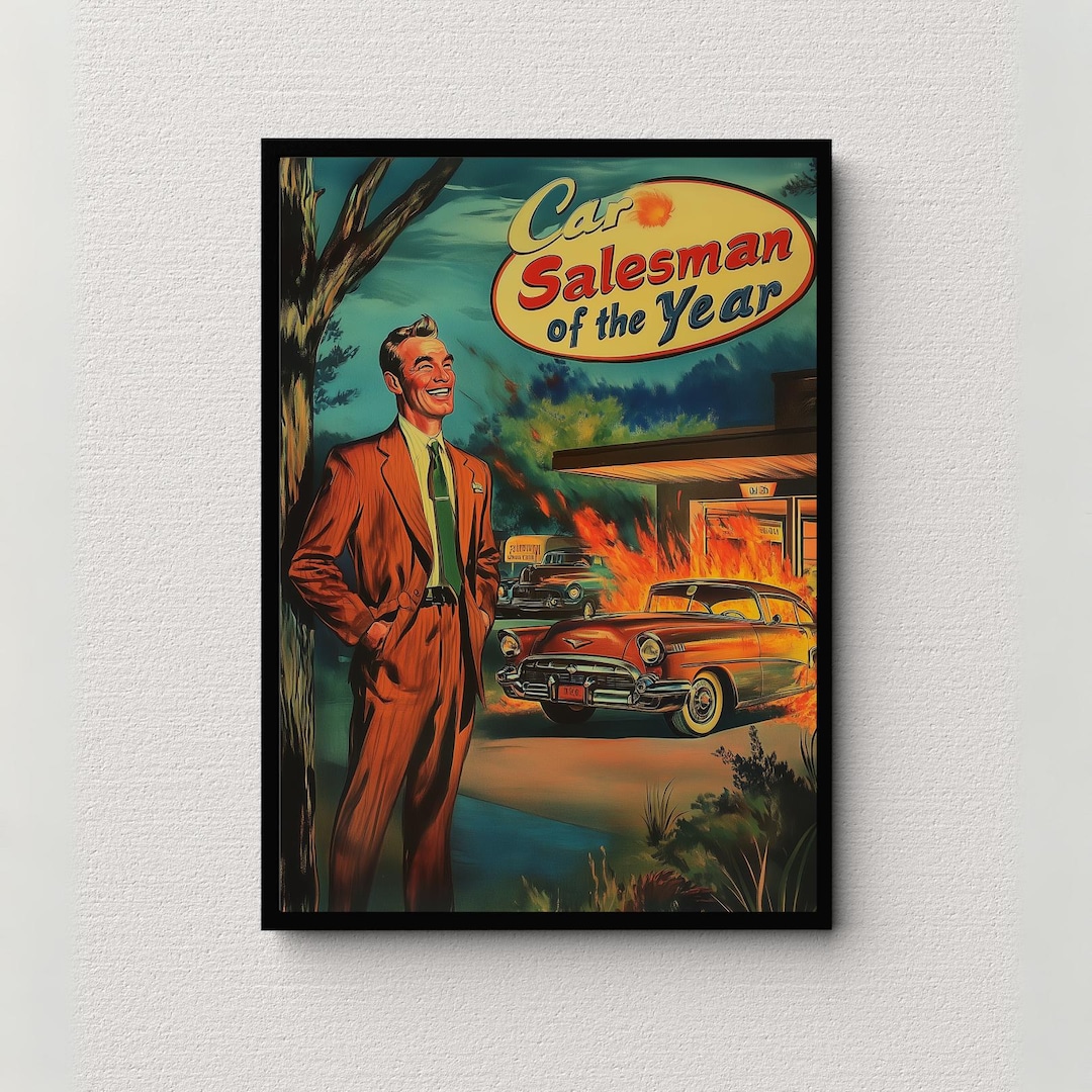 Retro Car Salesman of the Year Print Funny Poster Print, Humorous ...