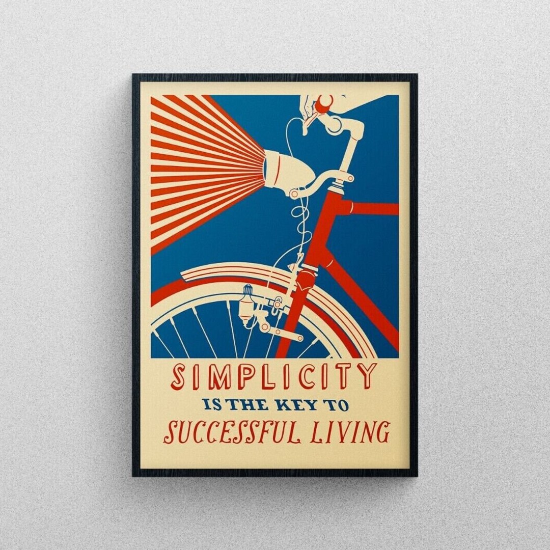 Simplicity is Key Motivation Poster Bicycle Art, Vintage Design ...