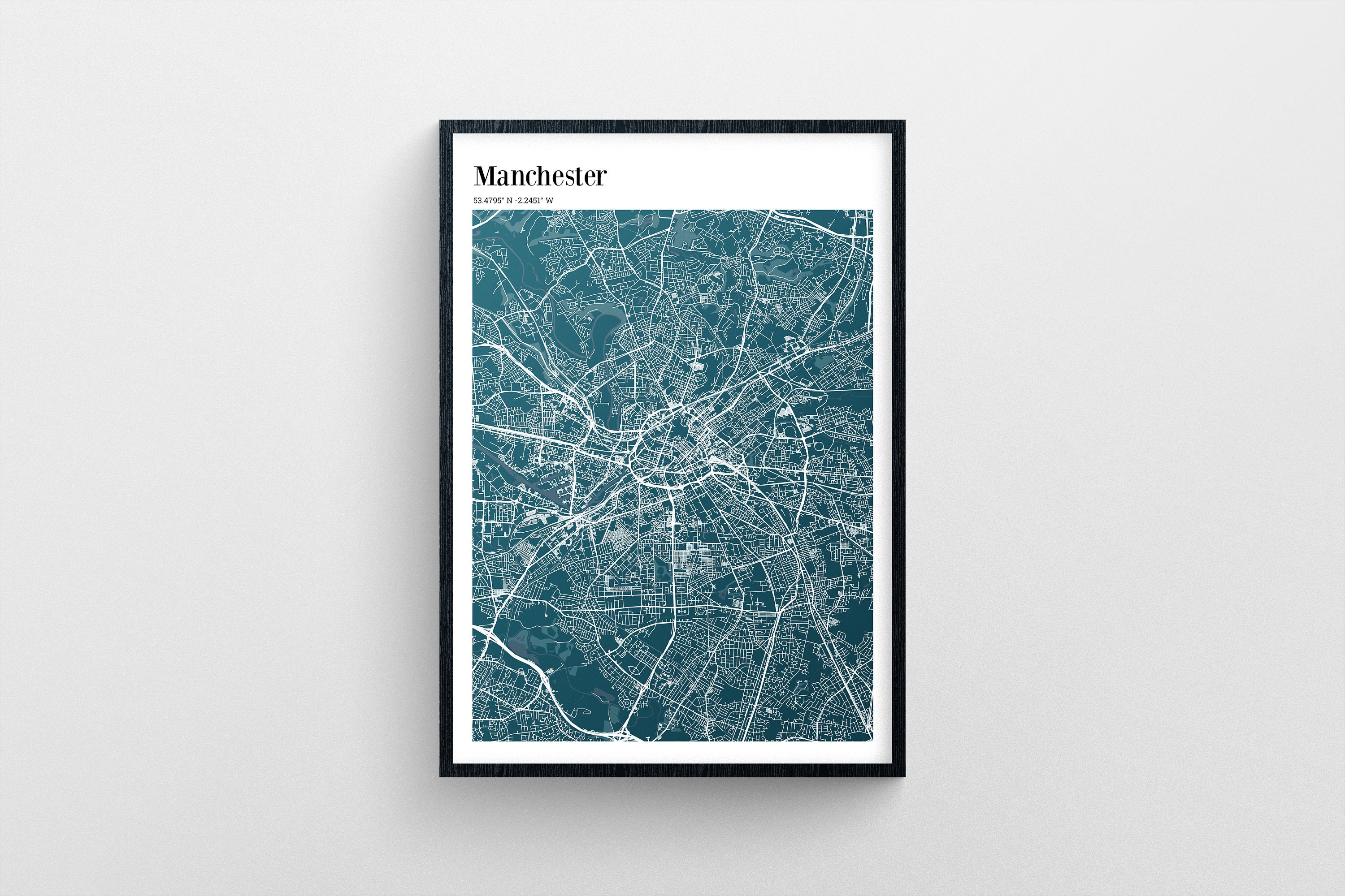 Manchester City Map Poster Street Map Print United Kingdom - Etsy