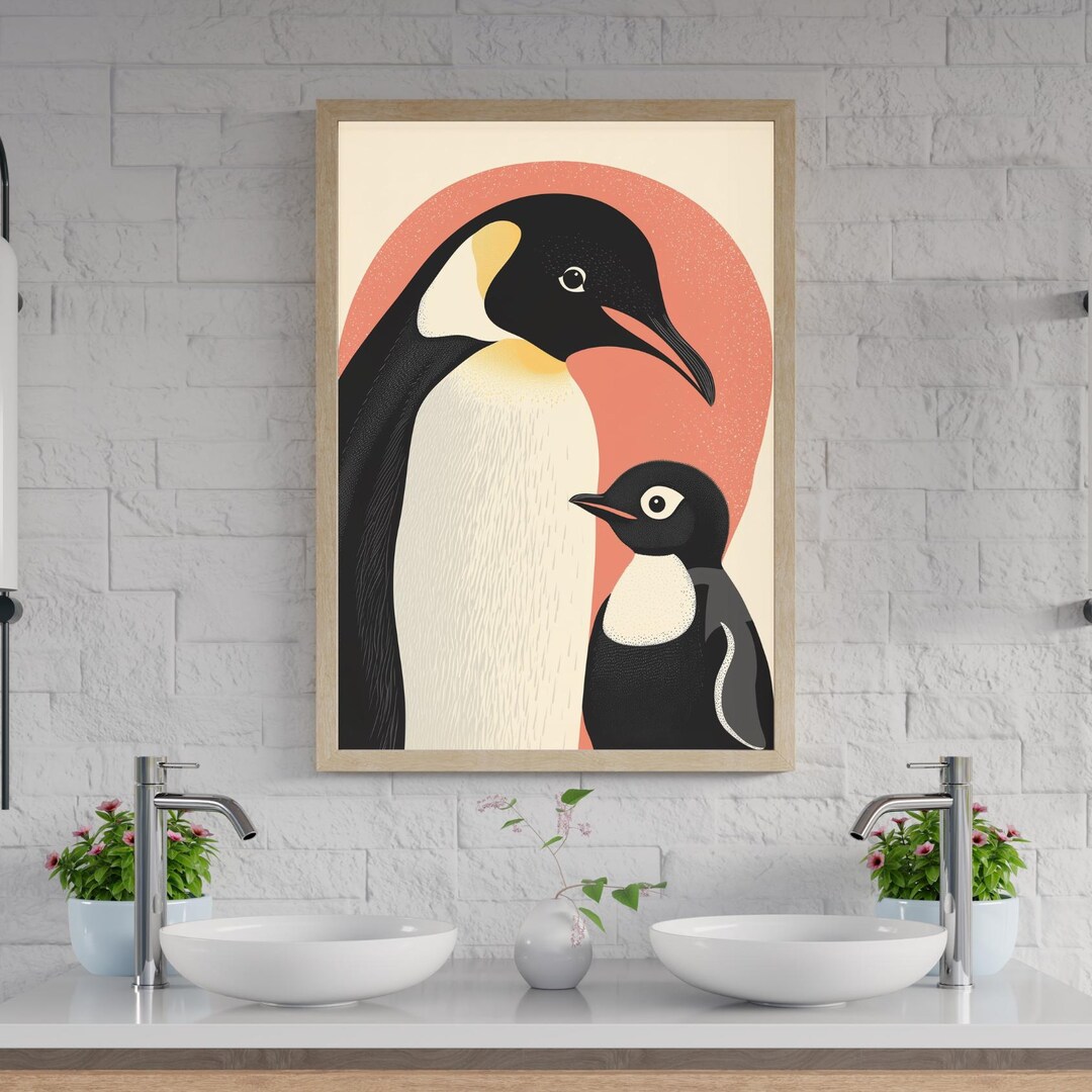 Retro Penguin Art Print - Etsy UK