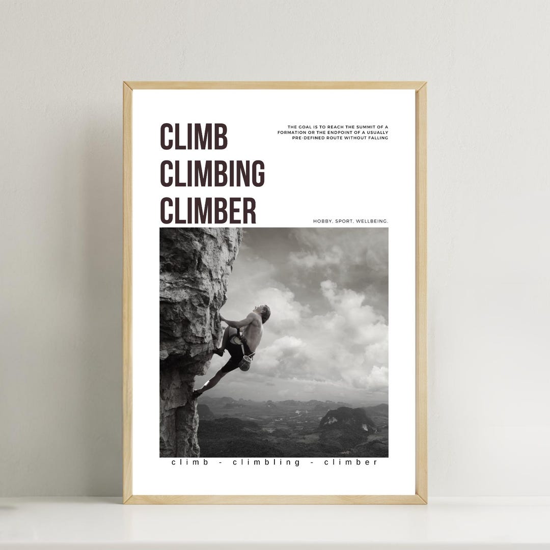 Climb, Climbing, Climber Definition Print. Rock Climber Wallart Poster ...