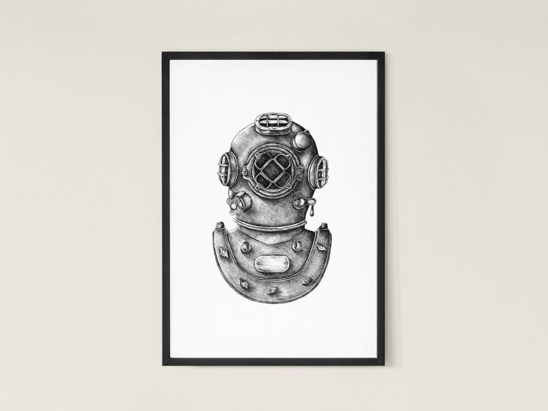 Deep-sea Diver's Helmet, Giclée Art Print in High Resolution, High ...