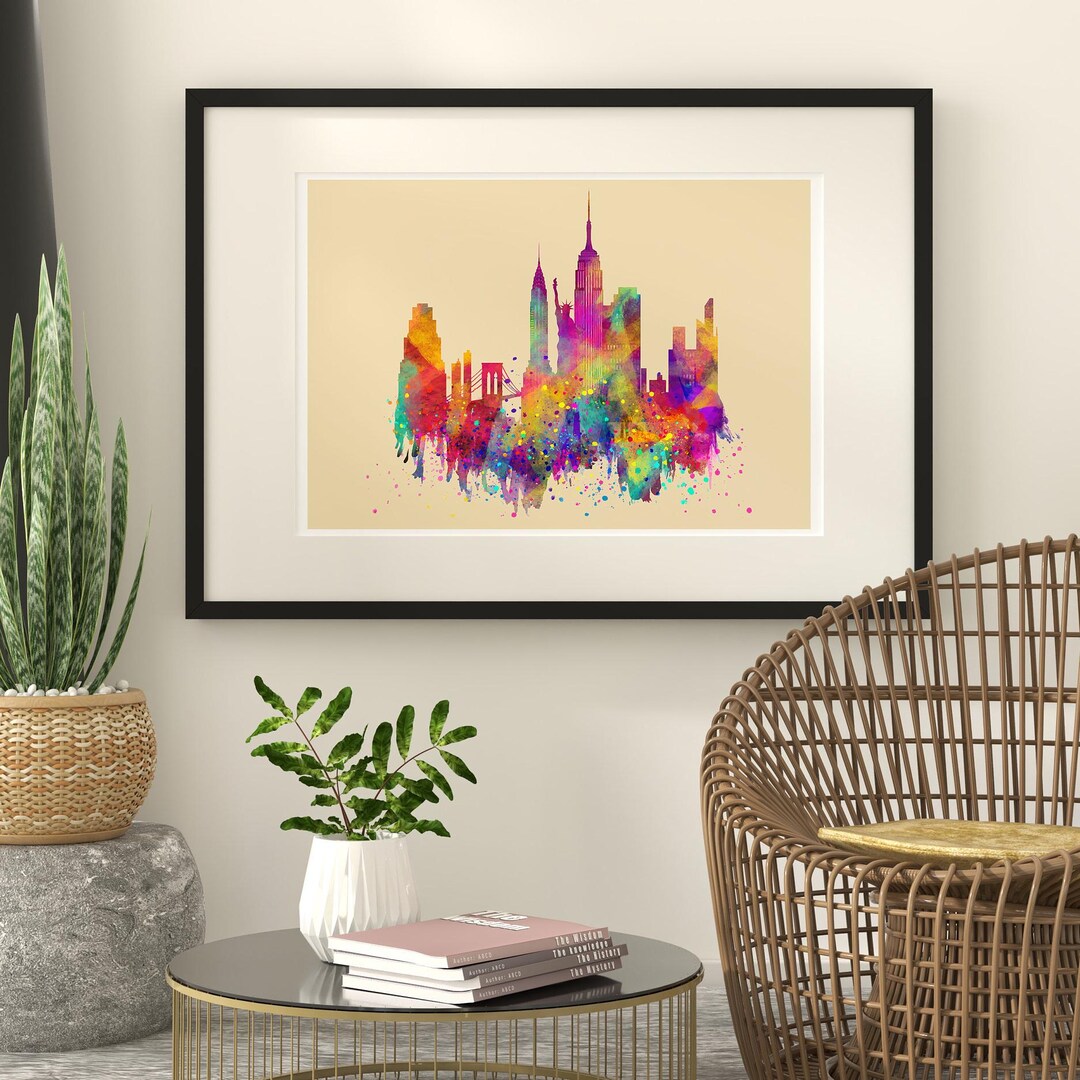 New York City Paint Drip Poster, Contemporary Illustration Art Print - Etsy