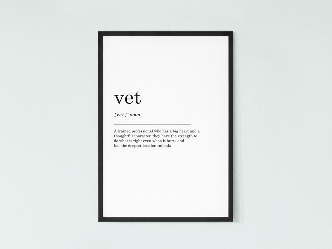 Vet Definition Print, Wall Art Prints, Animal Lover Gifts, Birthday ...
