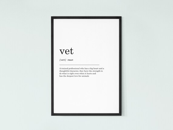 Vet Definition Print Wall Art Prints Animal Lover Gifts | Etsy UK