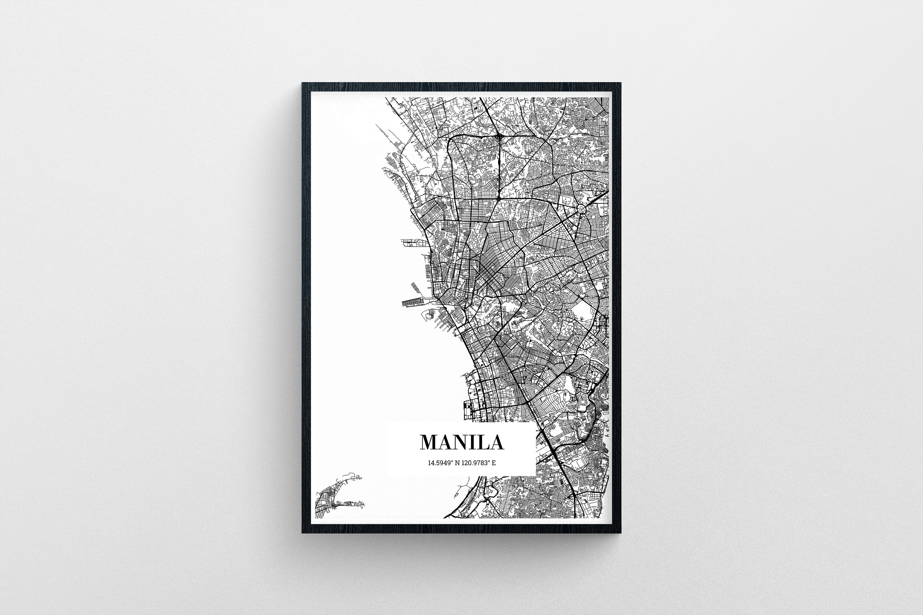 Manila City Map Poster Street Map Philippines Print Home Gift. - Etsy