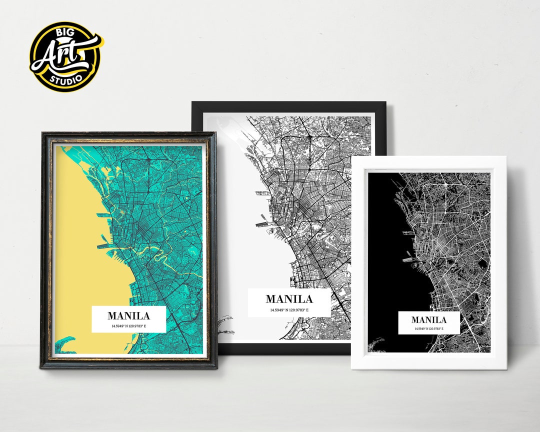 Manila City Map Poster Street Map Philippines Print Home Gift. - Etsy