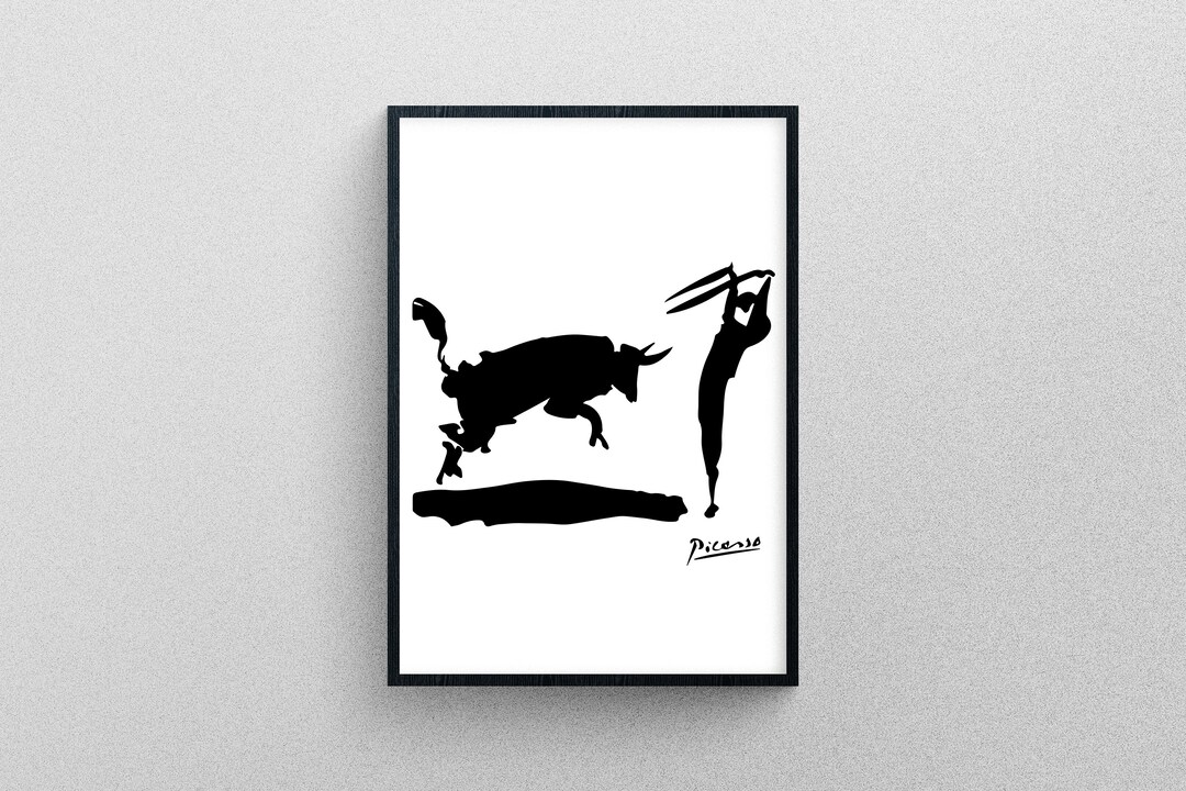 Picasso's Matador Against Bull Line Drawing Poster Art | Exhibition ...