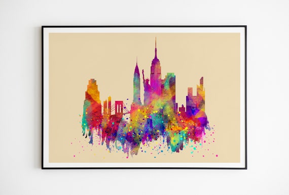 New York City Paint Drip Poster Contemporary Illustration Art - Etsy