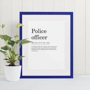Police Officer Definition Print, Wall Art Prints, Police Gifts ...