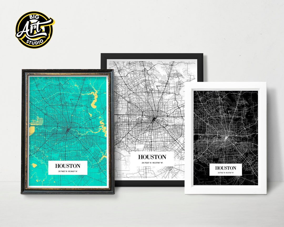 Houston Texas City Map Poster Street Map America, USA Print Home Gift ...