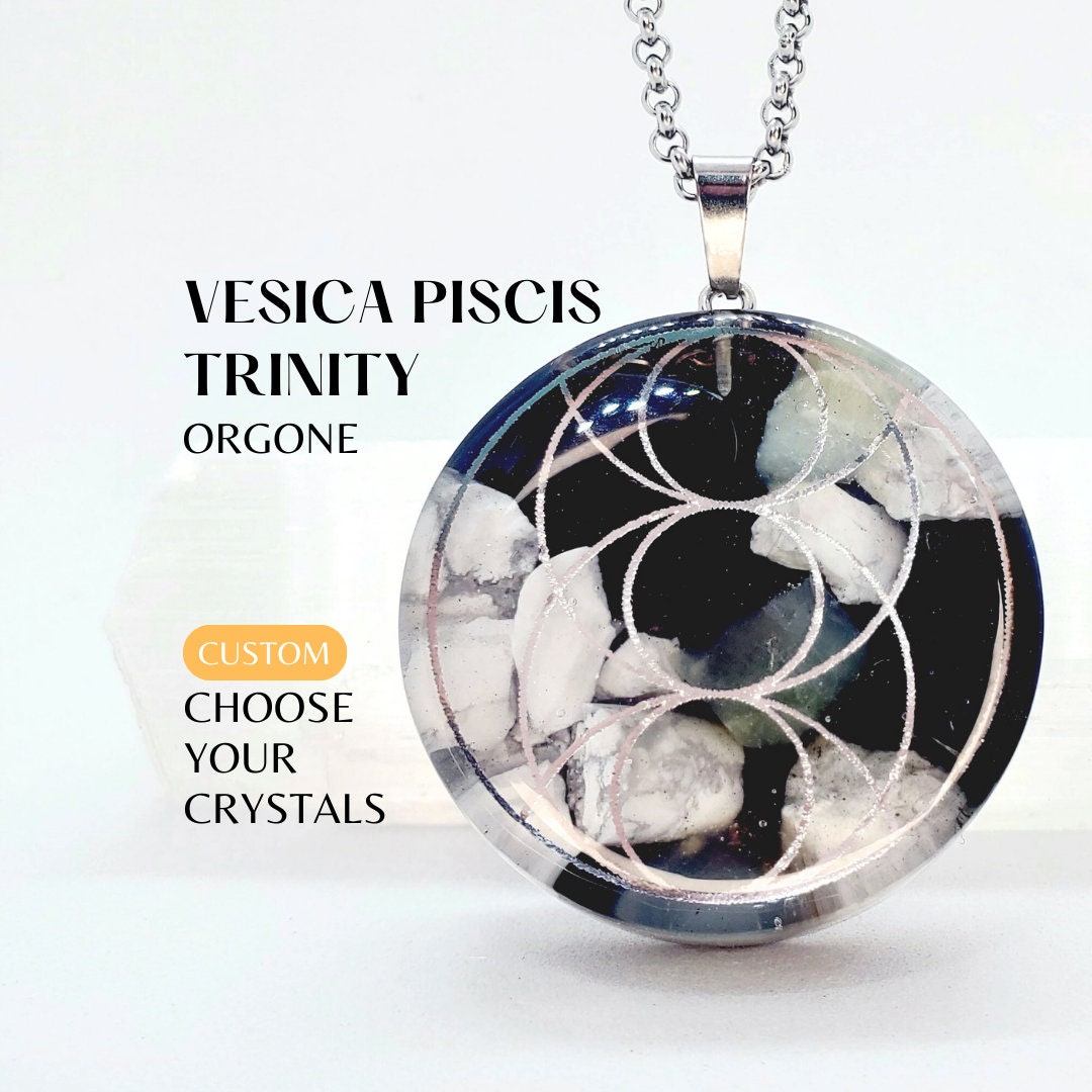 Vesica Piscis Trinity Orgonite Custom Orgone Generator 50 Crystals. - Etsy
