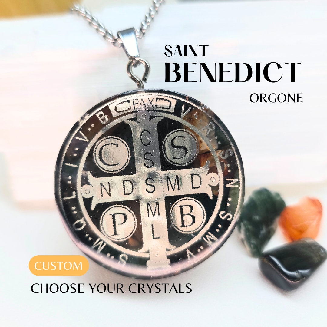 St Benedict Cross Custom Orgone Generator Energy +50 Crystals ...