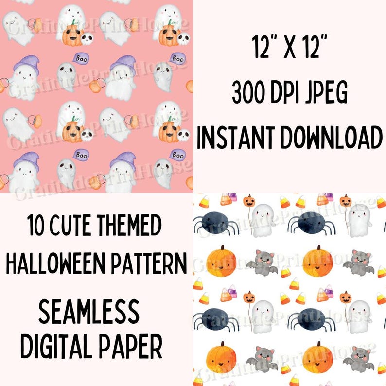 10 Cute Halloween Seamless Digital Paper, Candyland Digital Paper ...