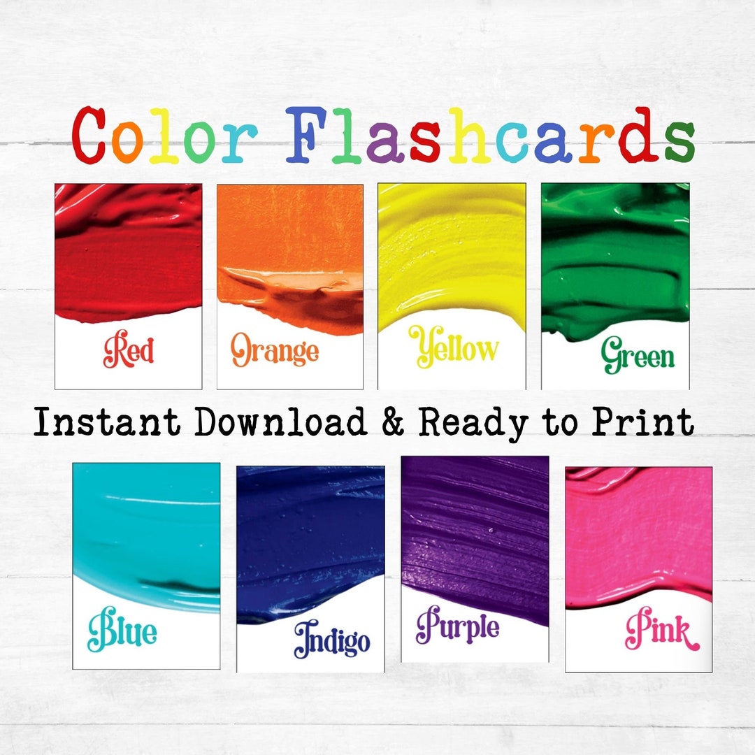 Color Flashcards for Kids Nursery Printable Printable Flash - Etsy