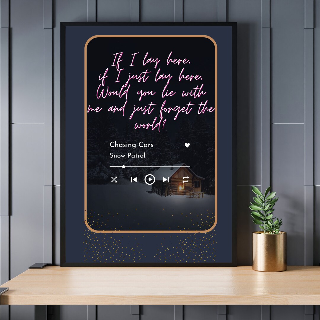 Snow Patrol Chasing Cars Song Lyrics A4 Printable Art. Wedding Song ...