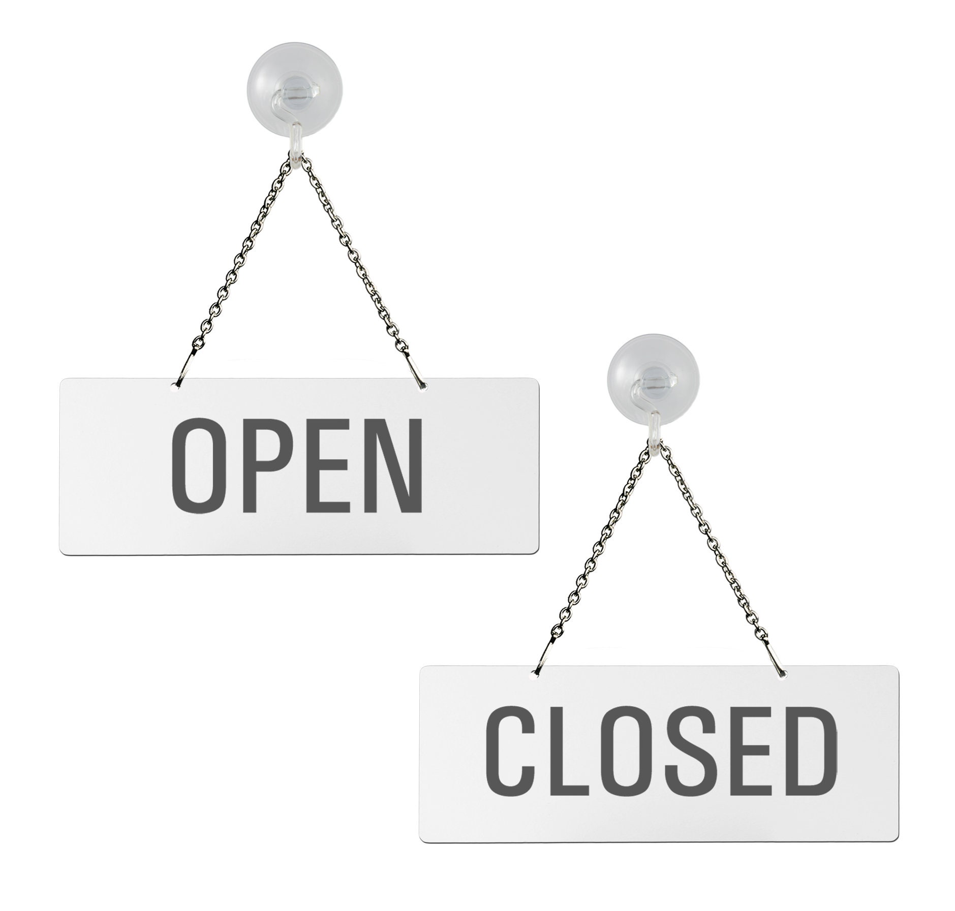 Sign Open Closed Chain Sign - Melamine White 175x65 Mm With Suction Cup ...