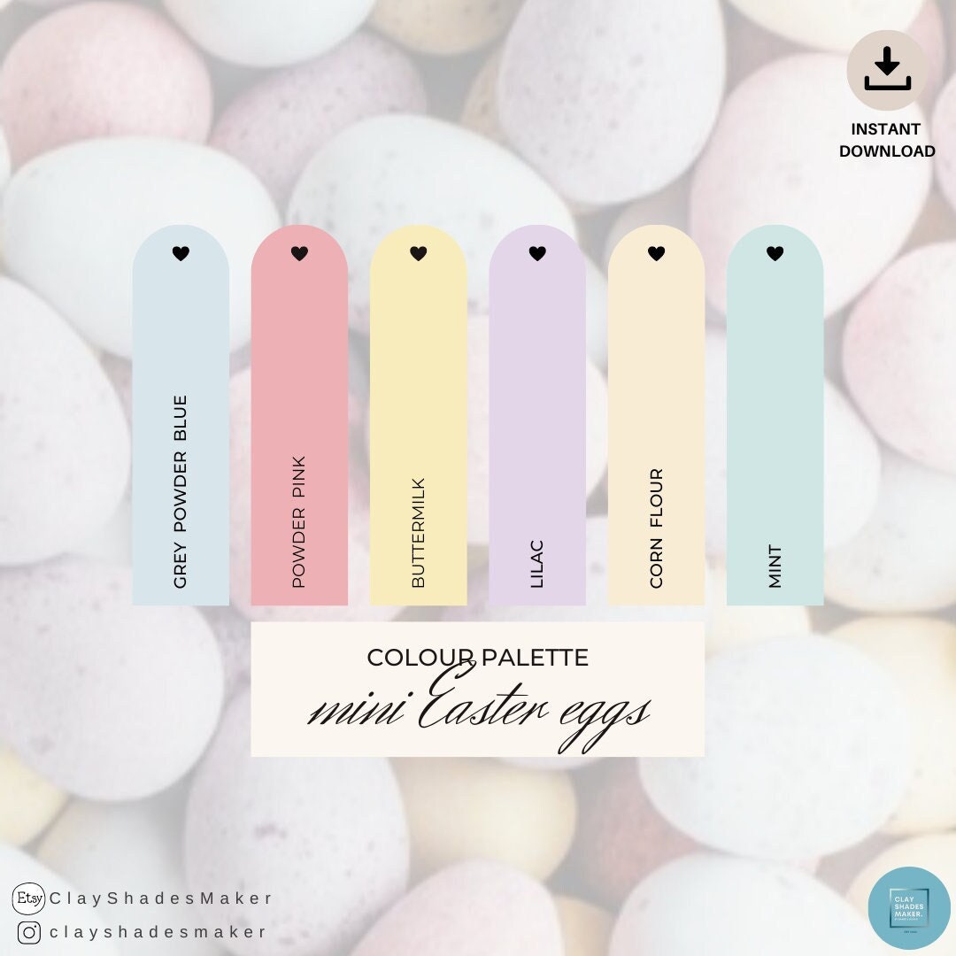 FIMO - Mini Easter Eggs - 6 Colour Recipe Palette /polymer Clay Colour ...