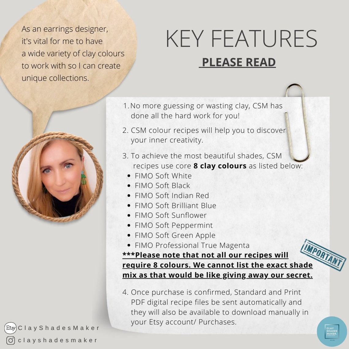 FIMO Beachy Feel 6 Colour Recipe Palette/ Polymer Clay Colour Recipe ...