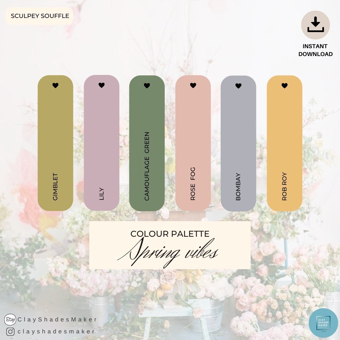 Sculpey Soufflé - Spring Vibes - 6 Colour Recipe Palette /polymer Clay ...