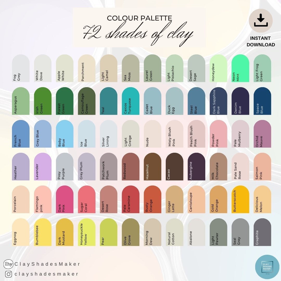 FIMO - 72 Shades of Clay Colour Recipe Palette - Polymer Clay /clay ...