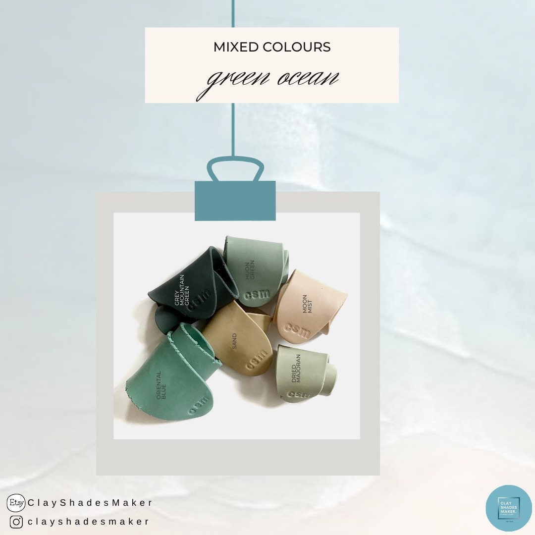 FIMO Green Ocean 6 Colour Recipe Palette /polymer Clay Colour Recipe ...