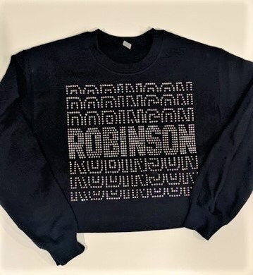 Rhinestone Name Stacked Crewneck! -single Layer - Etsy
