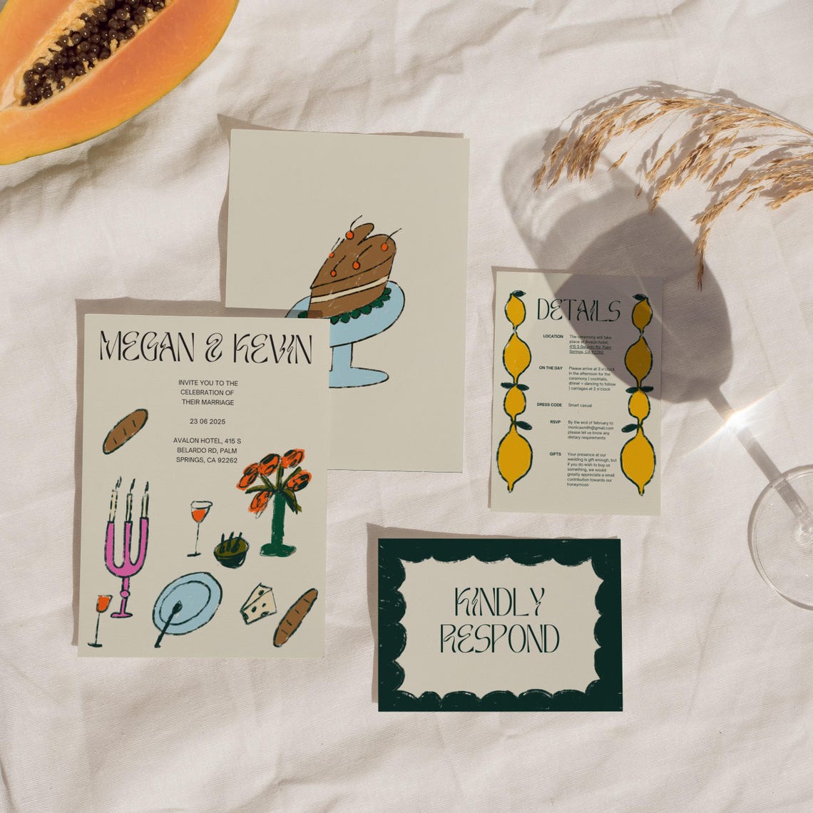Hand Drawn Italy Wedding Invite Suite | Custom Illustrated Wedding ...